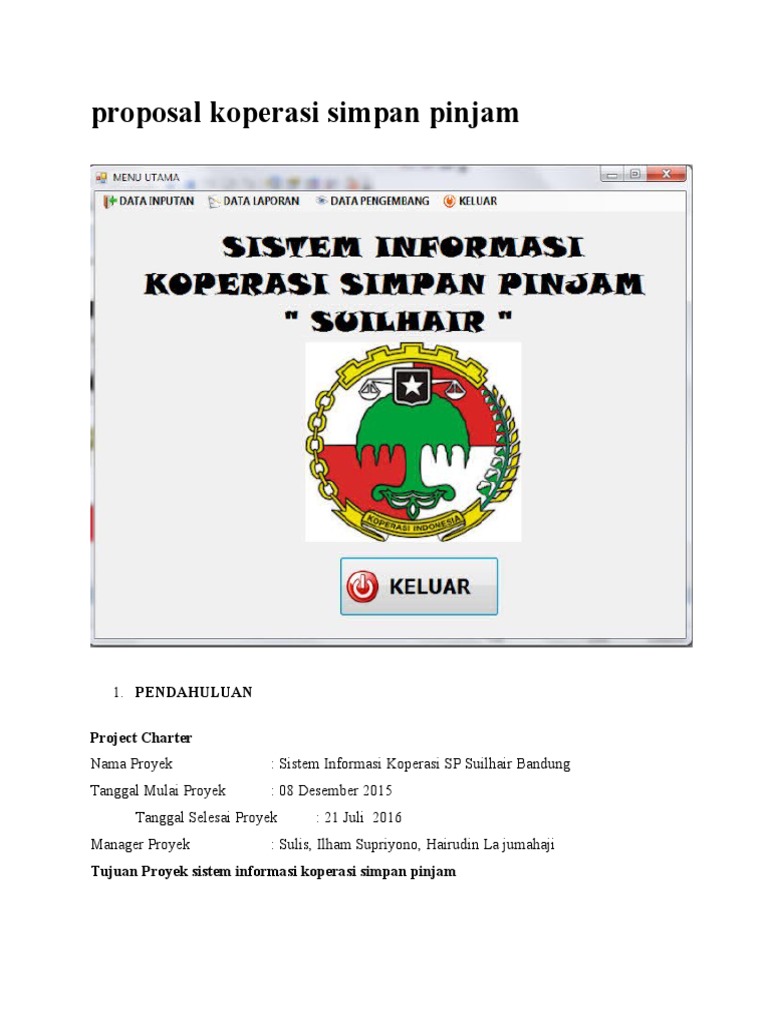Proposal Koperasi Simpan Pinjam | PDF | Bisnis