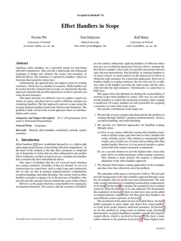 Effect Handlers In Scope Pdf Parsing Scope Computer Science 
