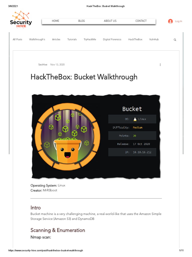 HackTheBox - Bucket Walkthrough | PDF | Cyberspace | Computer Data