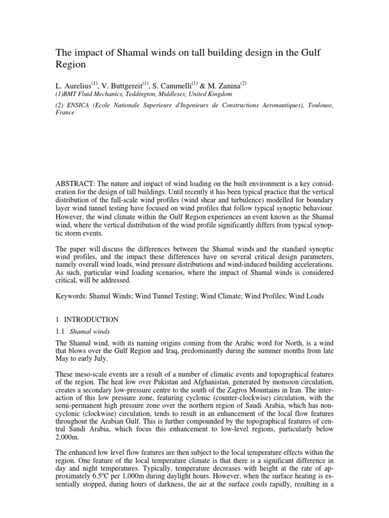 The Impact of Shamal Winds On Tall Building Design in The Gulf Region ...