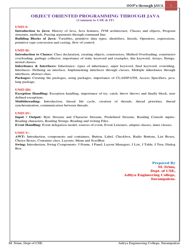 Java Material Unit 1 To 4 Pdf Method Computer Programming Class Computer Programming