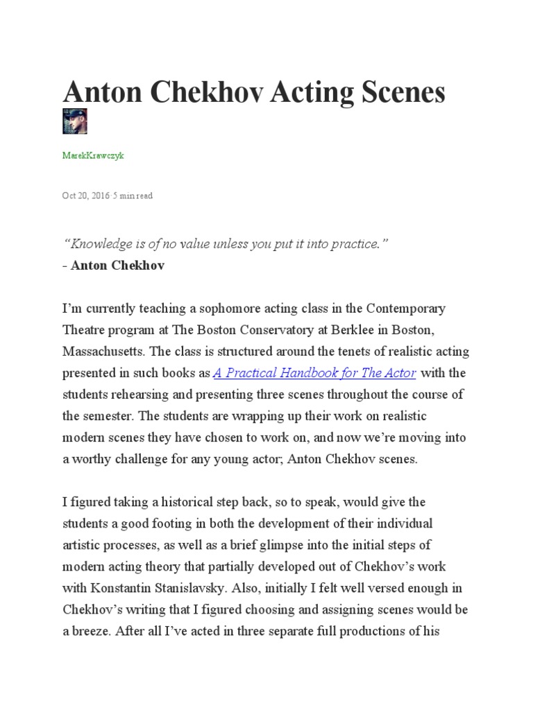 Anton Chekhov Acting Scenes | PDF | Oral Literature | Plays