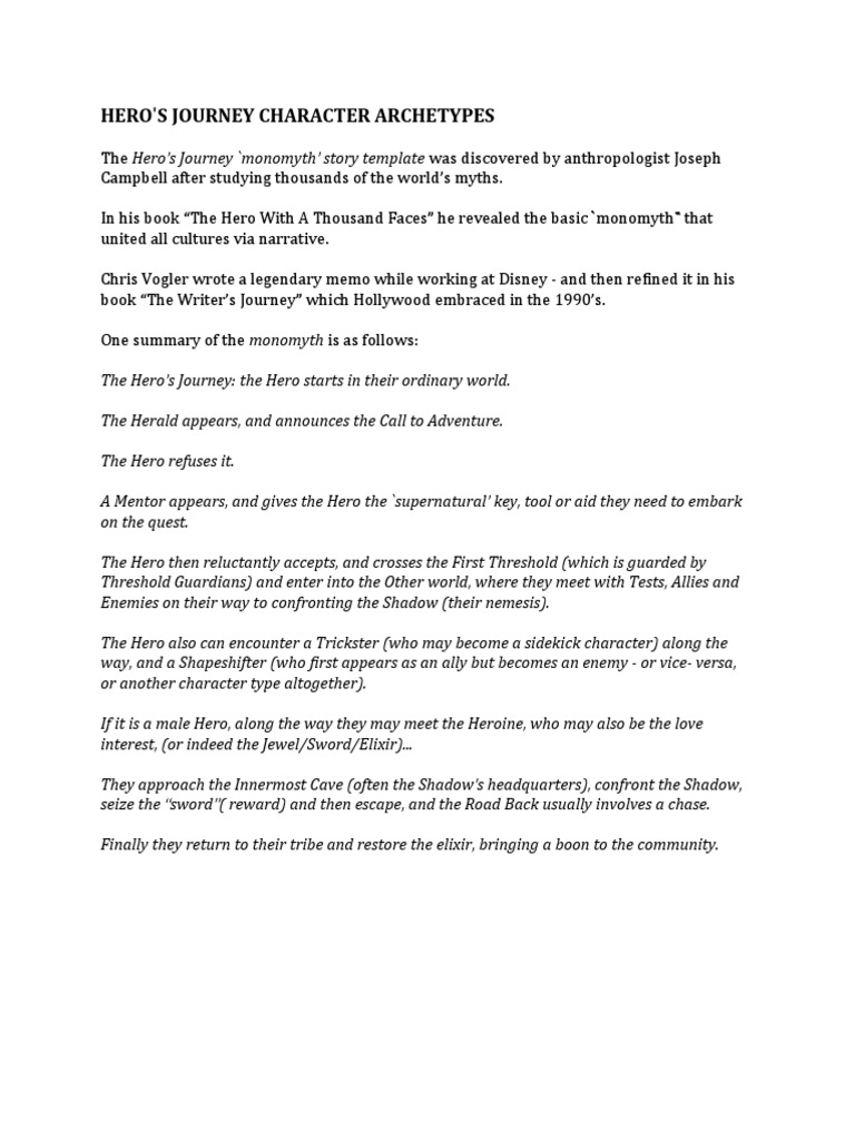 Monomyth Hero's Journey | PDF | History | Young Adult