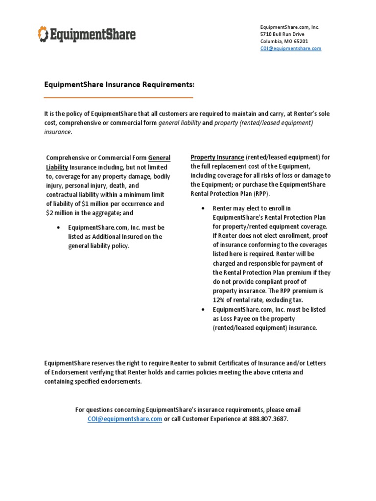 COI Insurance Requirements | PDF | Liability Insurance | Insurance