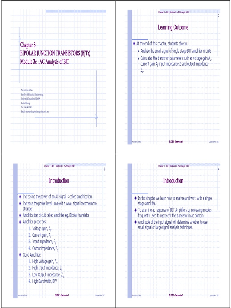 Module 3c - AC BJT (Compatibility Mode) - 4 | PDF | Bipolar Junction Transistor | Amplifier