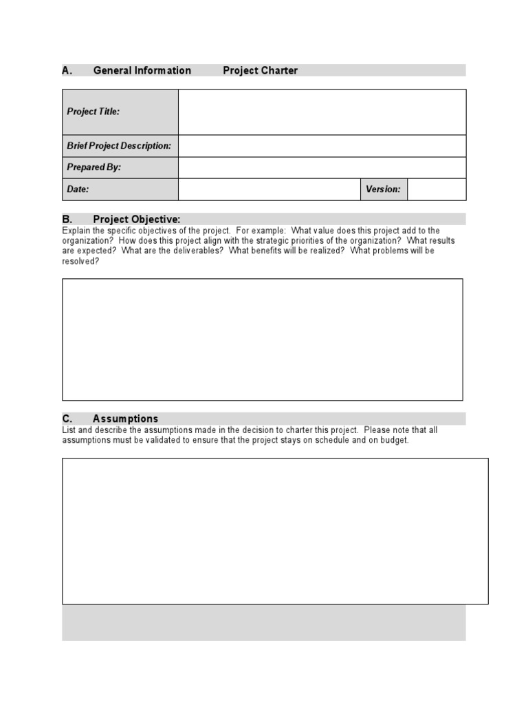 Project Charter Template: Establishing Objectives, Scope, Roles and ...