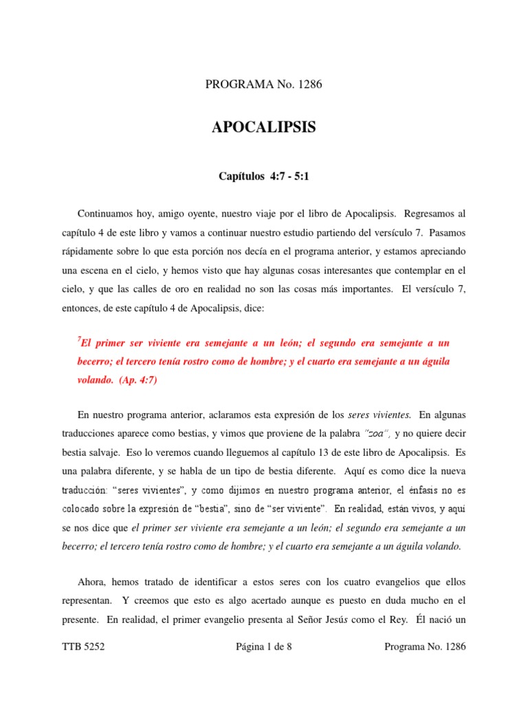 Apocalipsis 4,7-5,1 | PDF | Evangelios | Libro de revelación