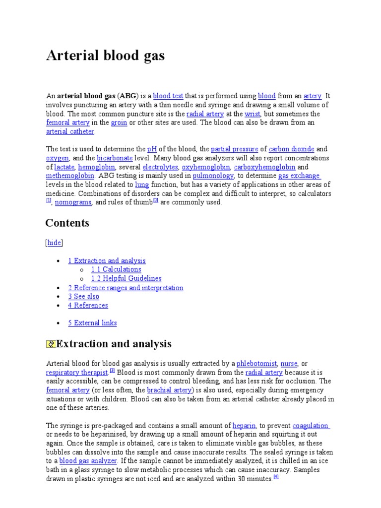 Arterial Blood Gas. | PDF | Physiology | Chemistry