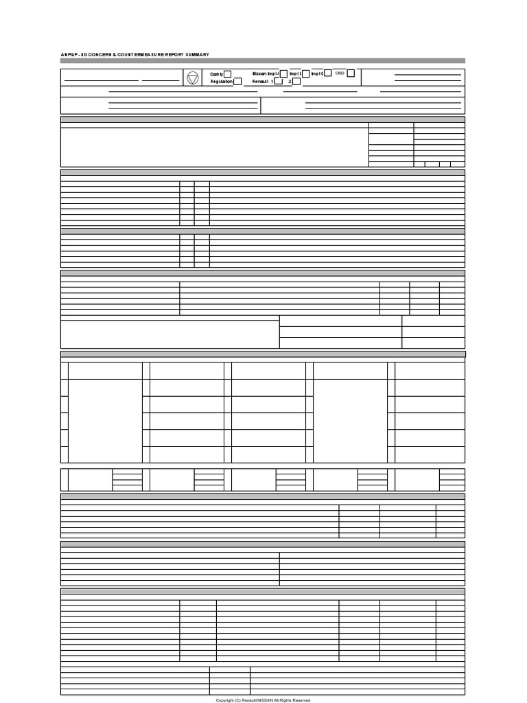 Anpqp - 8D Concern & Countermeasure Report Summary: Safety Regulation 1 ...