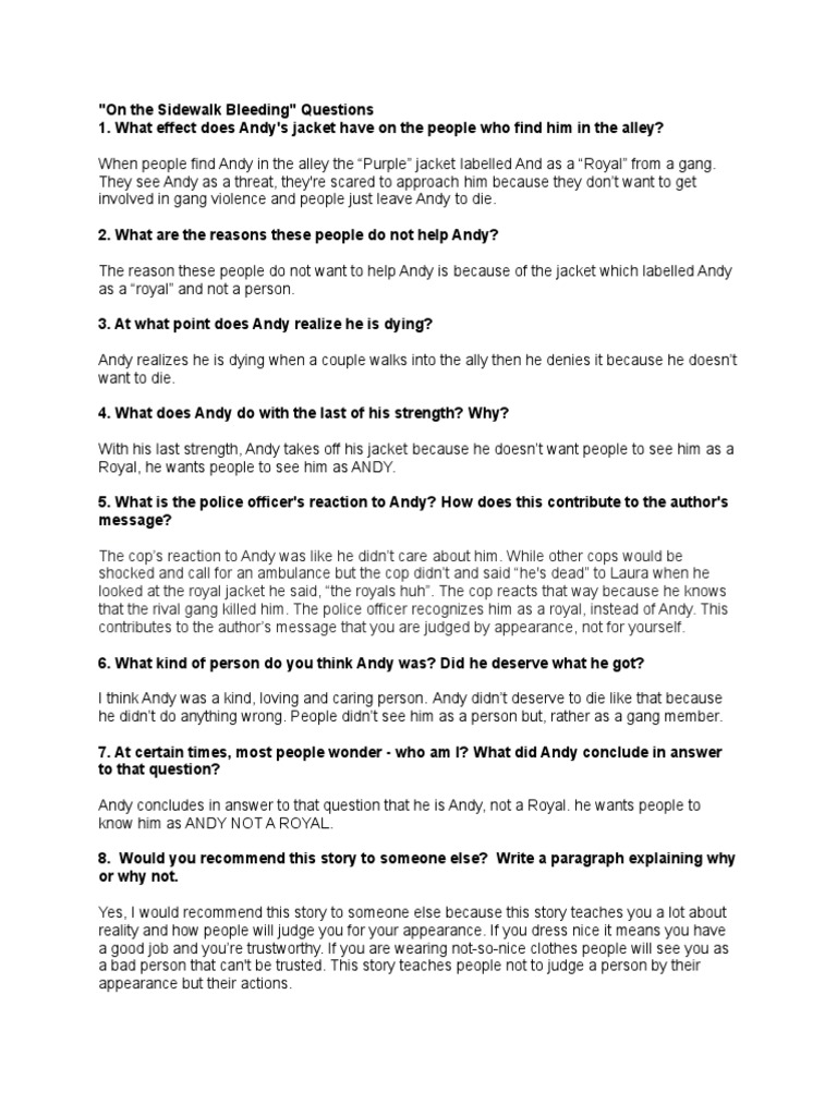 "On the Sidewalk Bleeding Analysis" | PDF