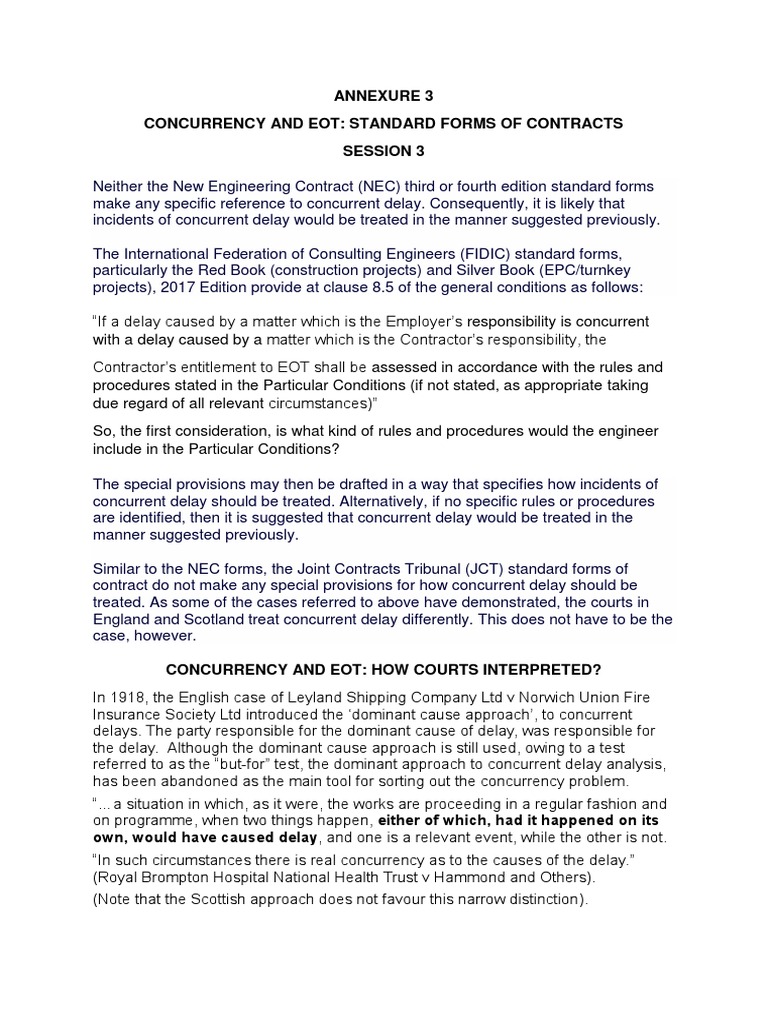 Annexure 3 Concurrency and EOT STD Forms and How Courts Interpreted | Download Free PDF | Public ...