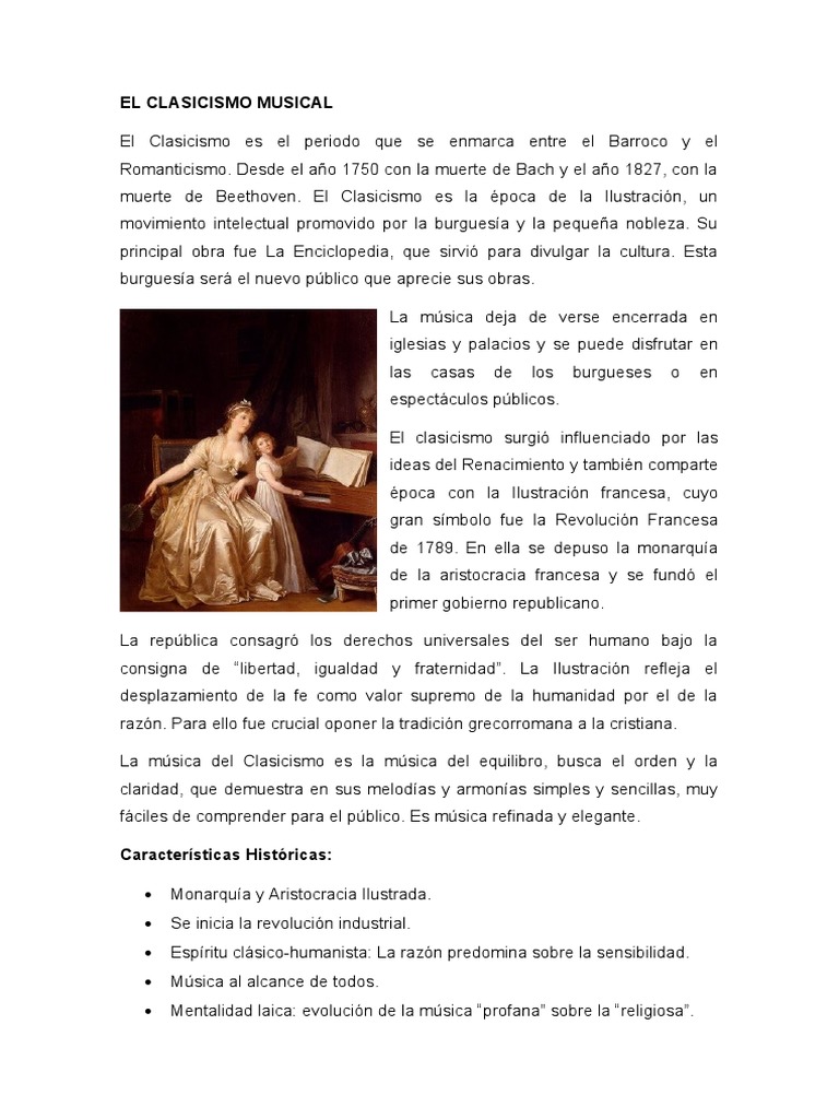 El Clasicismo Musical | PDF | Periodo Clásico (Música) | Sonata