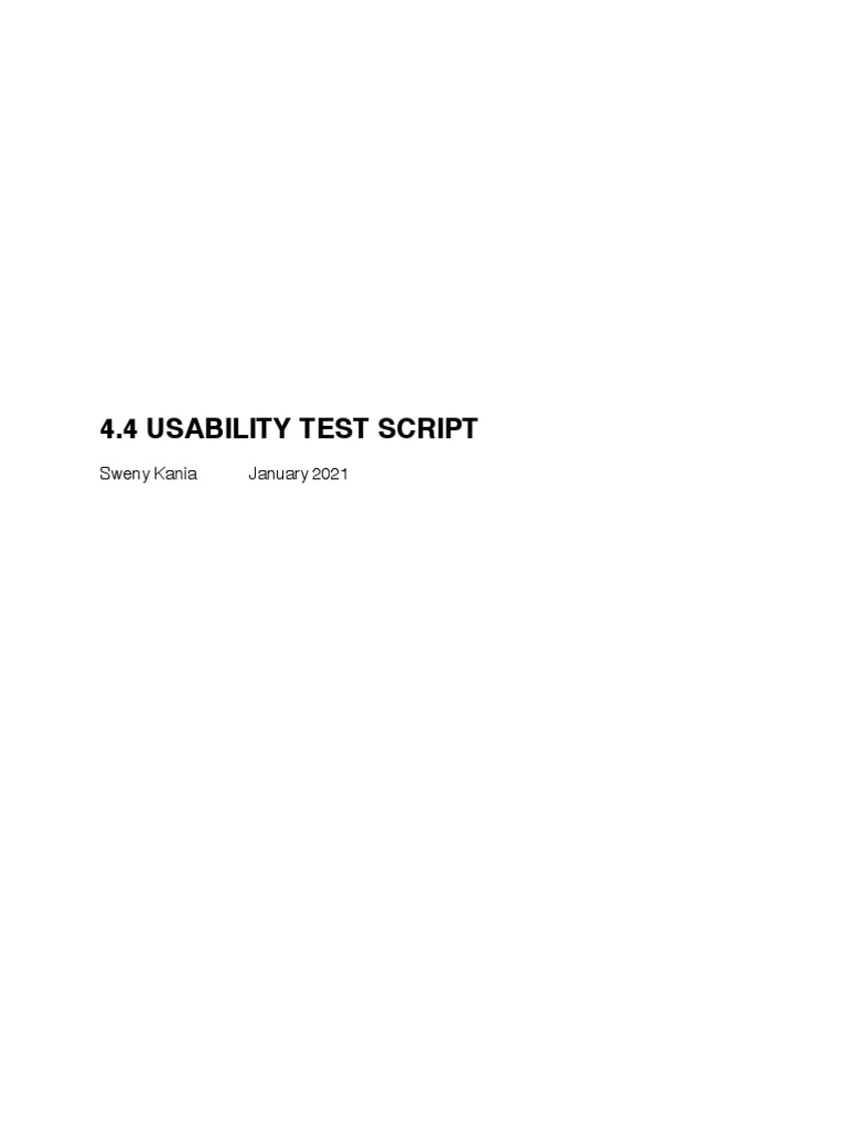 4.4 Usability Test Script: Sweny Kania January 2021 | PDF | Usability ...