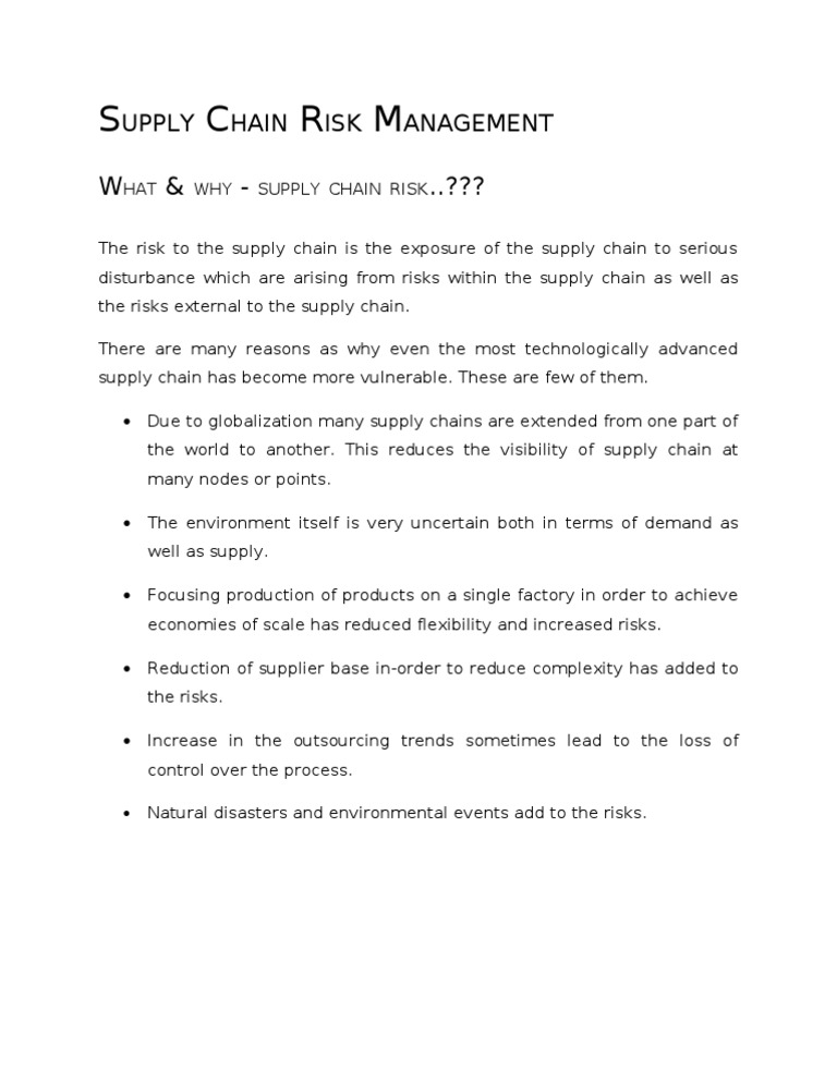 Supply Chain Risk Management | PDF