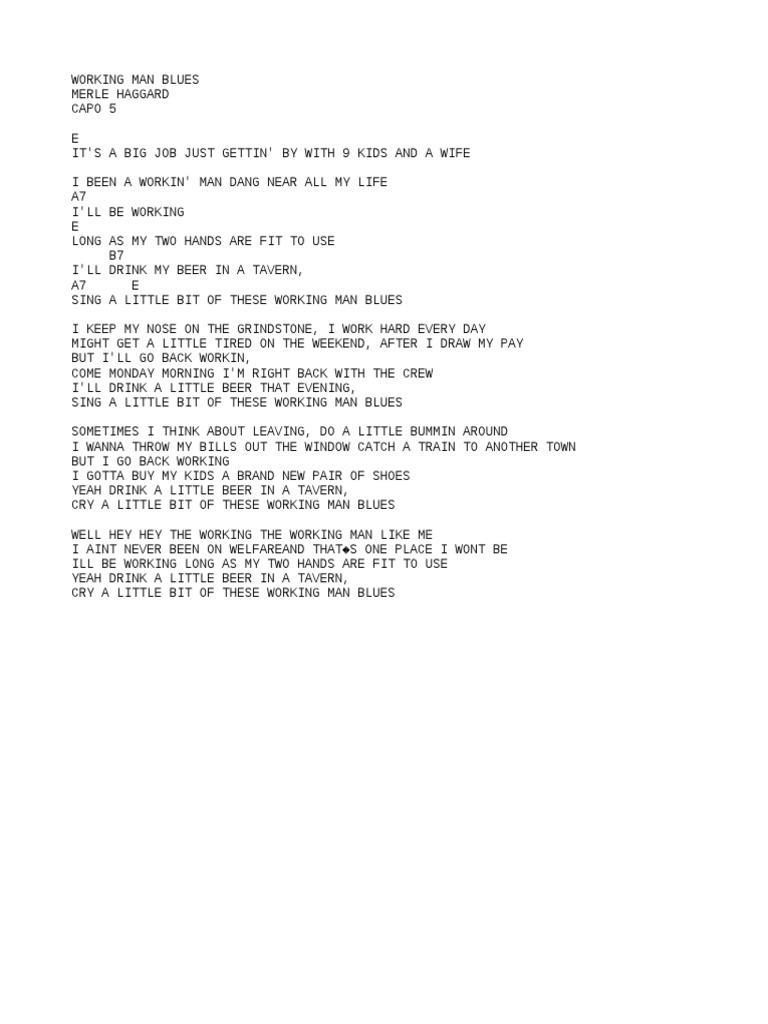 Workin Man Blues | PDF