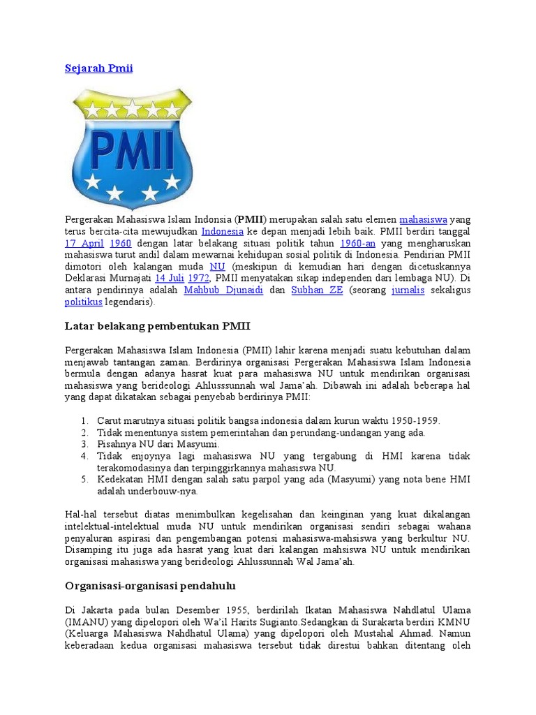 Sejarah Pmii | PDF