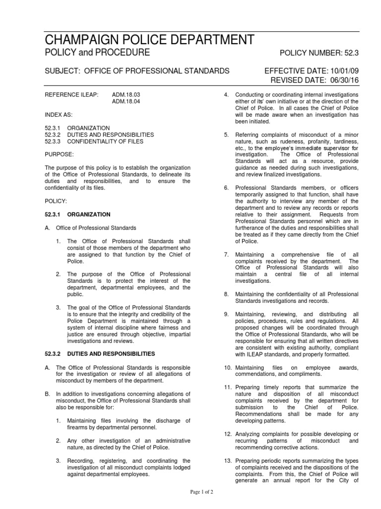 Champaign Police Department: Policy and Procedure | PDF | Freedom Of ...