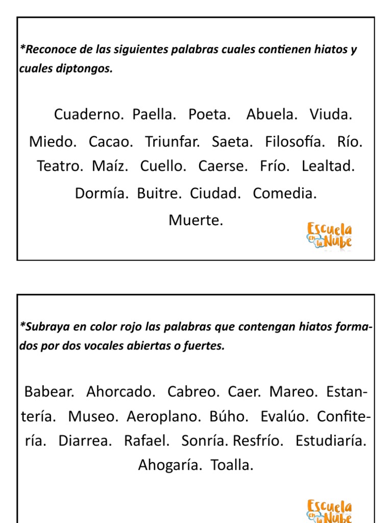 Hiatos y Diptongos en Palabras Españolas | PDF | Fonética | Voz humana