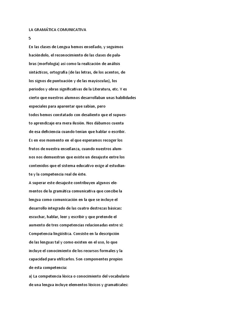 La Gramática Comunicativa | PDF