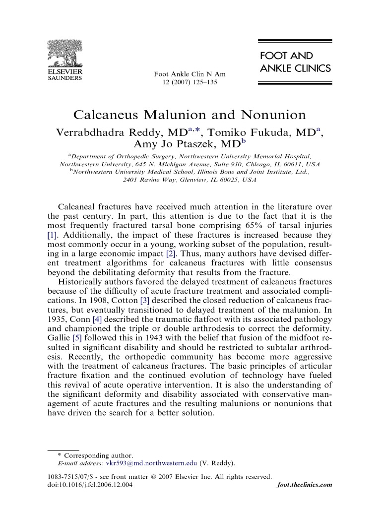 Calcaneus Malunion and Nonunion Foot N Ankle Clinics Nort America ...