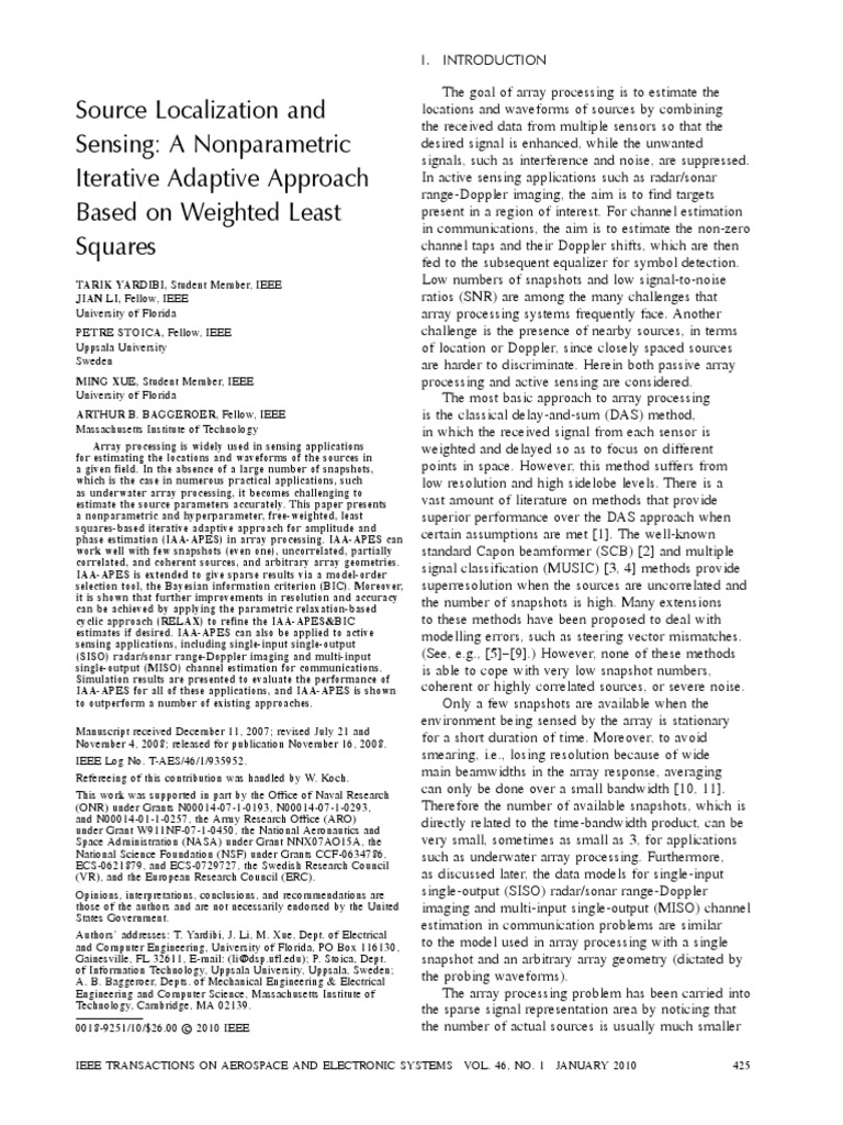 Source Localization and Sensing A Nonparametric Iterative Adaptive Approach Based On Weighted ...