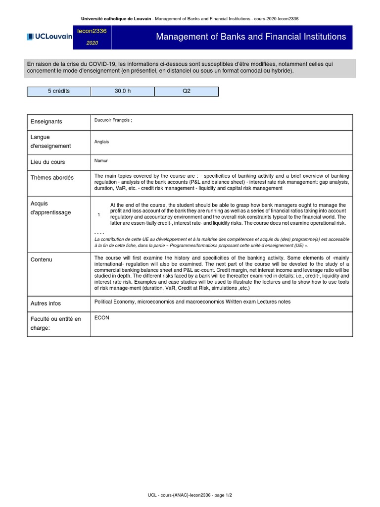 Management of Banks Course Overview | PDF | Banks | Economies