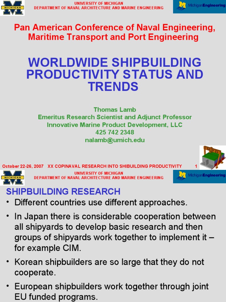 Worldwide Shipbuilding Productivity Status and Trends | PDF | Tonnage ...