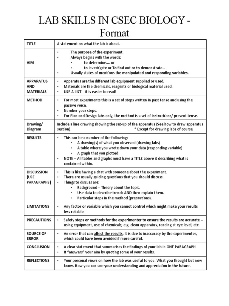 Lab Skills in Csec Biology - Format: Title | Download Free PDF ...