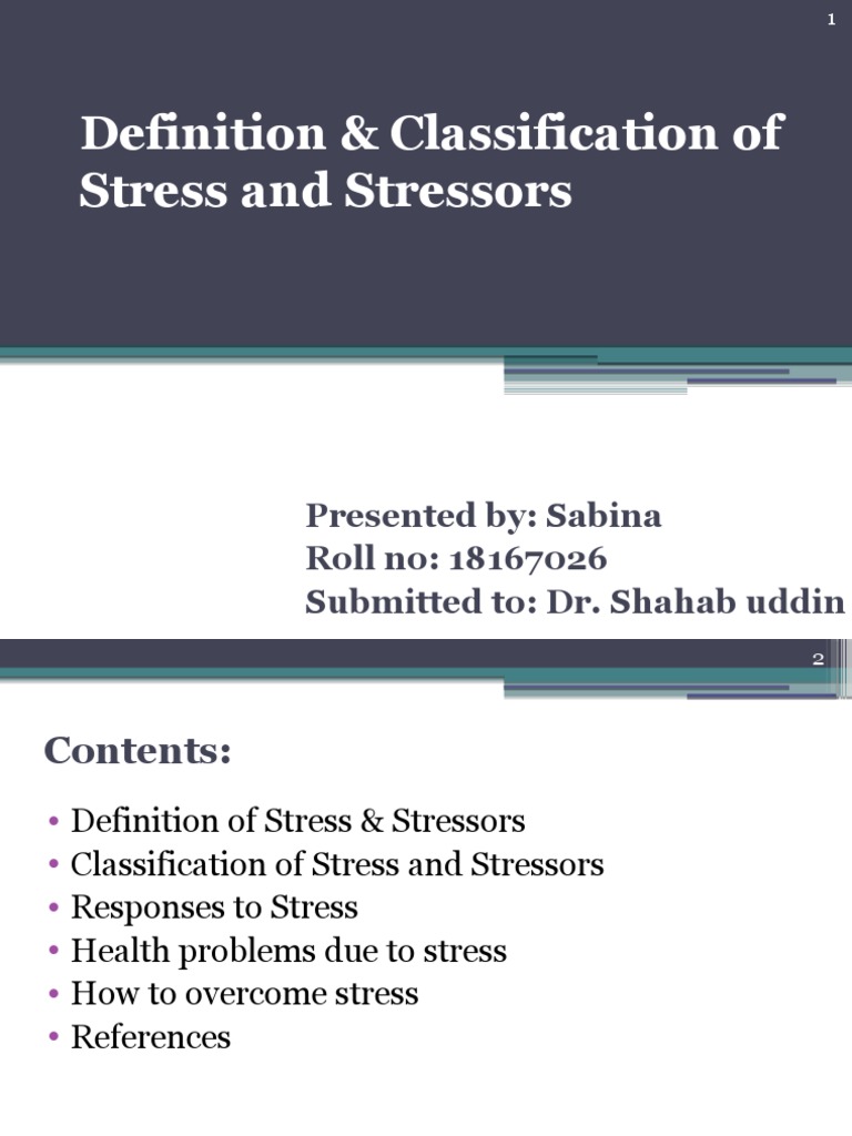 Definition & Classification of Stress and Stressors | PDF | Stress ...