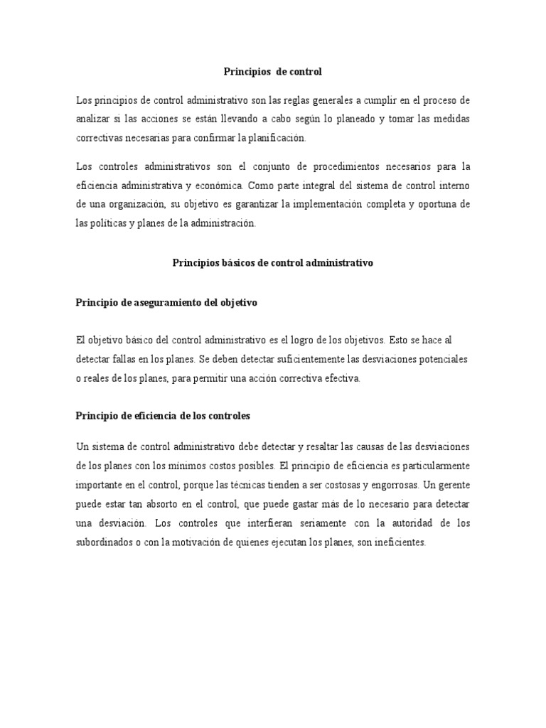 Principios de Control | PDF | Planificación | Información