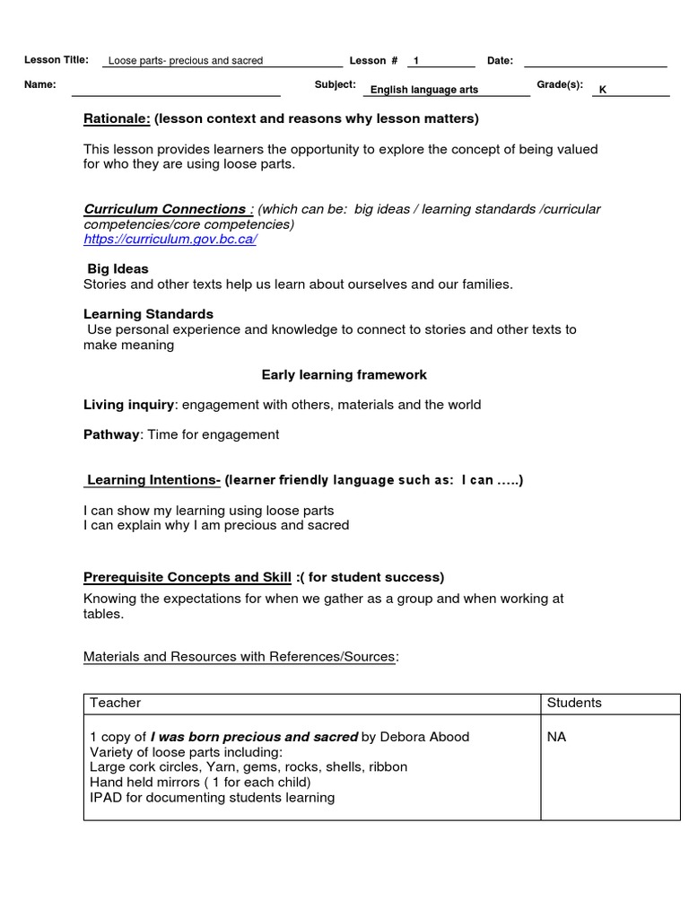 Self Portrait Lesson Plan Revised | PDF | Curriculum | Learning