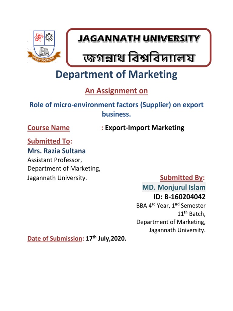 Export Assignment | Download Free PDF | Supply Chain | Marketing