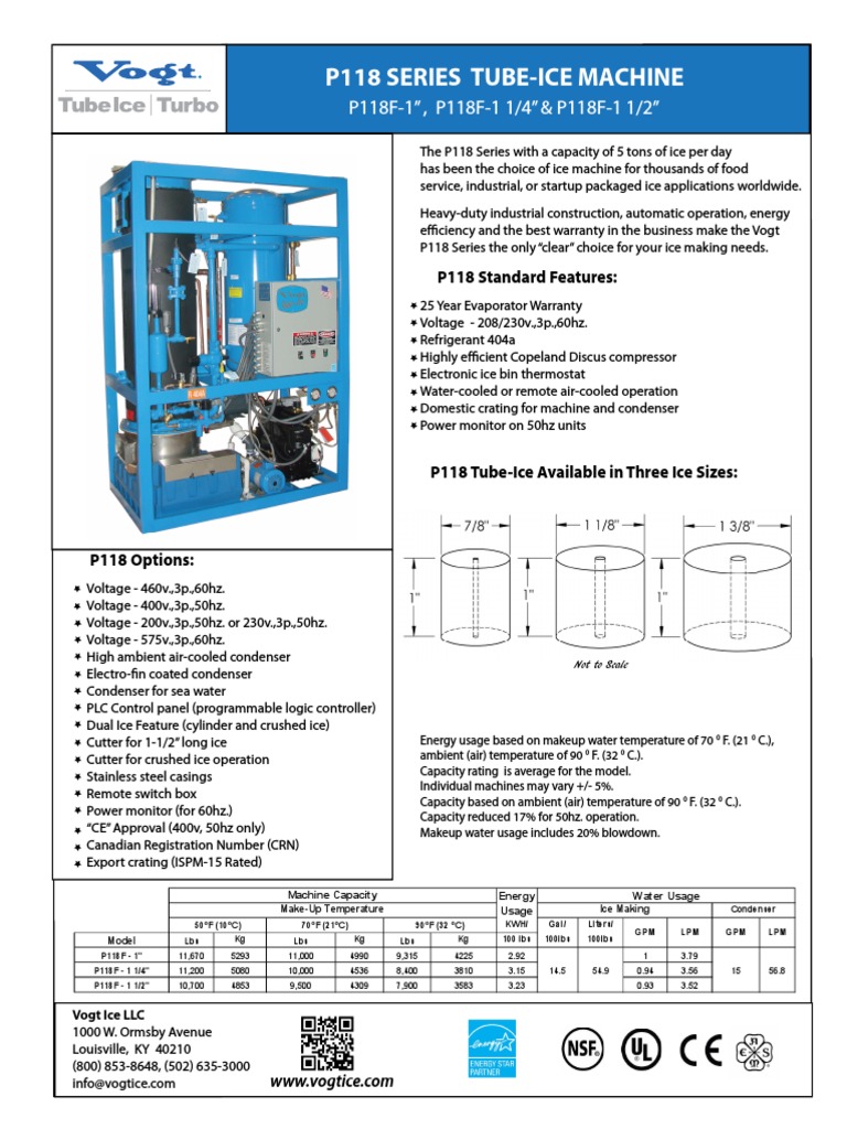 Vogt P118 Series Tube-Ice Machine | PDF | Ice | Programmable Logic ...