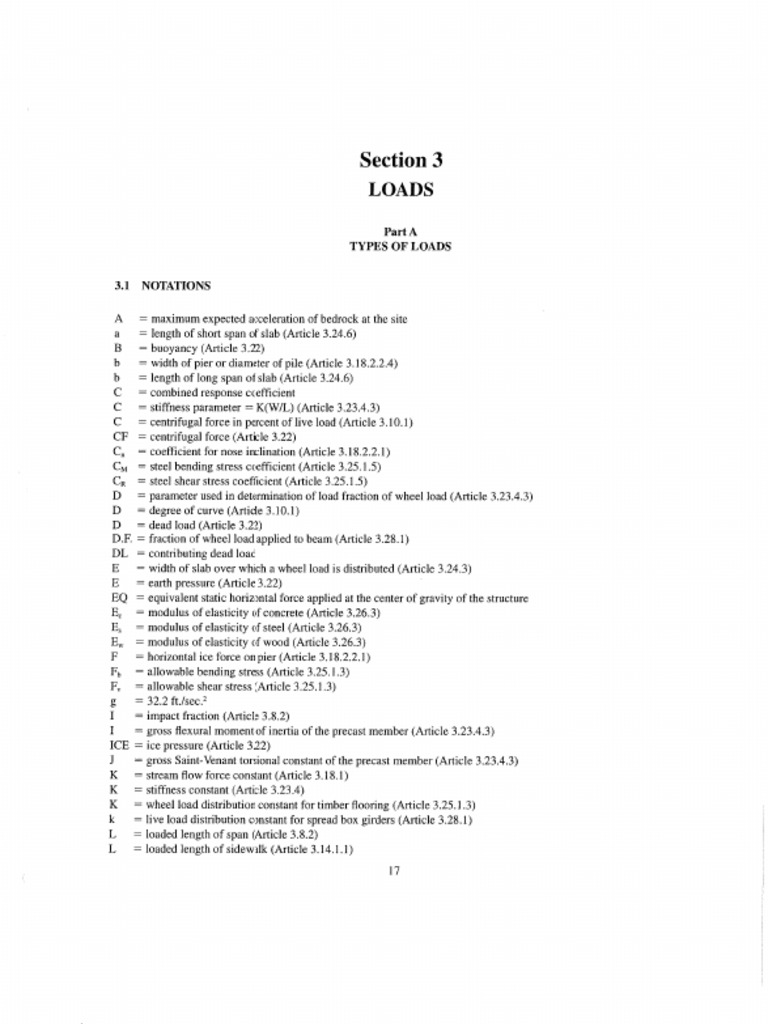 AASHTO LFD Section 3 Loads | PDF