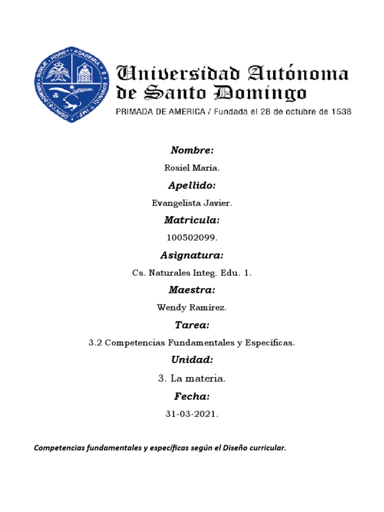 Tarea3.2 Competencias FyE. Ross Cs - Naturales | Descargar gratis PDF | Plan de estudios | La ...