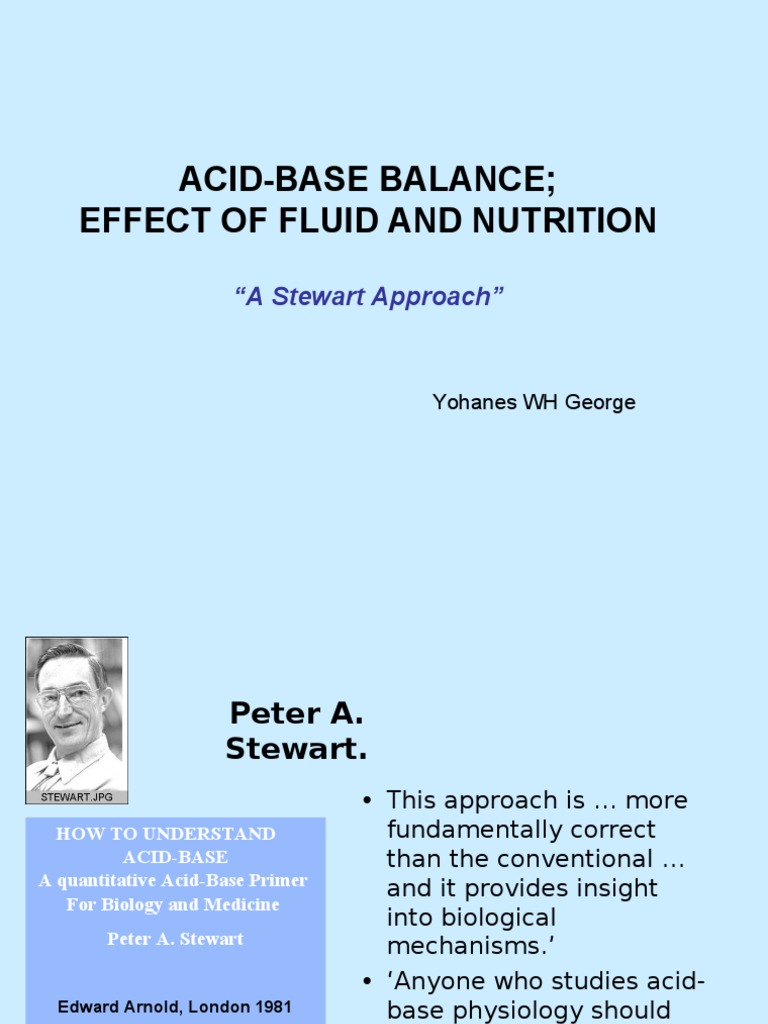 Acid-Base Balance Effect of Fluid and Nutrition: "A Stewart Approach ...