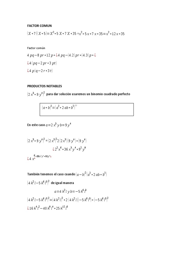 FACTOR COMUN Tarea Amor | PDF