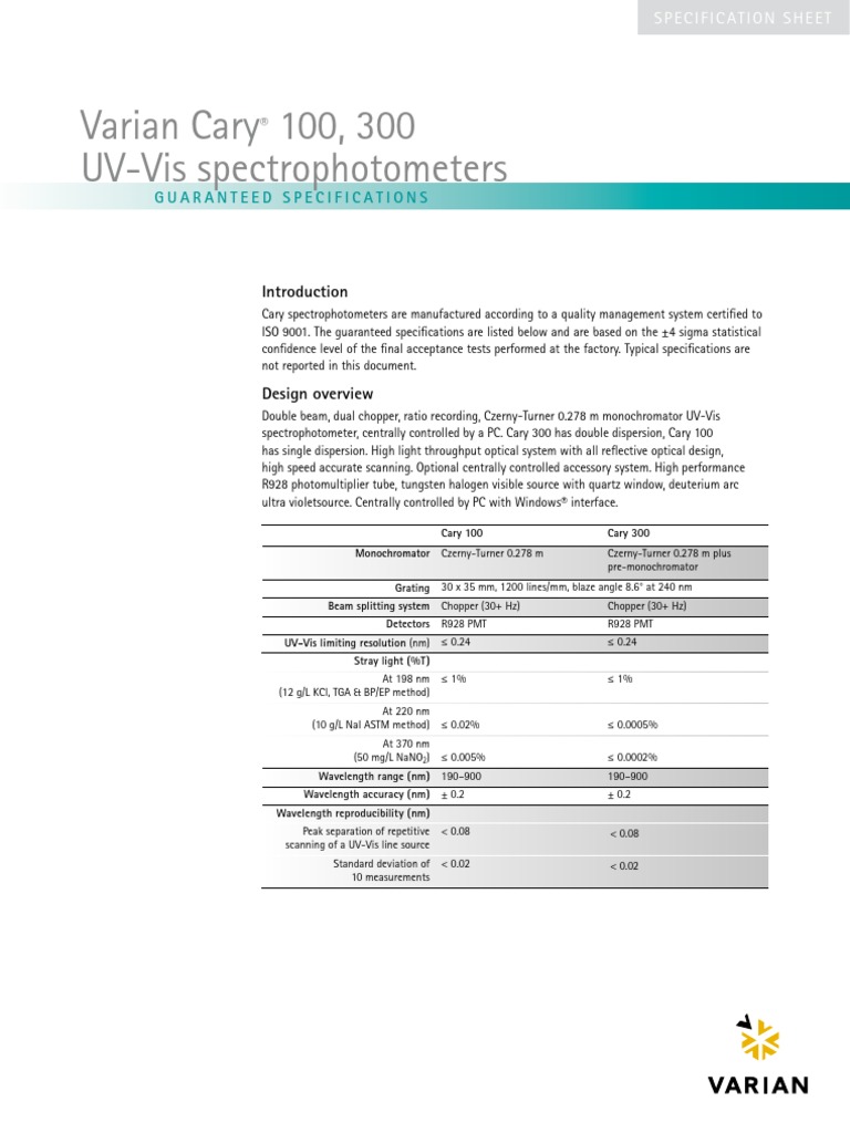 Varian Cary 100, 300 UV-Vis Spectrophotometers: Guaranteed ...