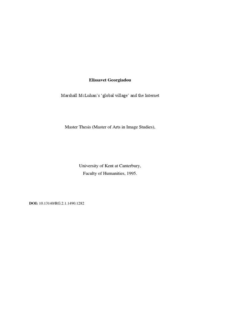 Marshall McLuhan S Global Village and TH | PDF | Telegraphy ...