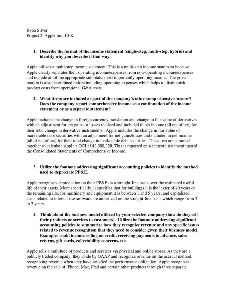 Apple 10-K Analysis | PDF | Leverage (Finance) | Net Income