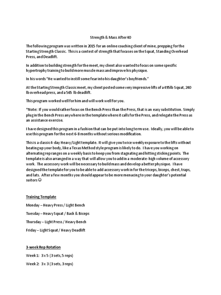 Strength and Mass After 40 | PDF | Food And Drink | Weightlifting