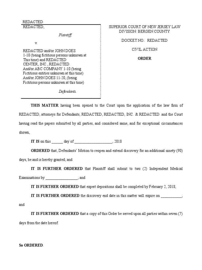 Motion To Re-Open Discovery | PDF | Discovery (Law) | Lawsuit