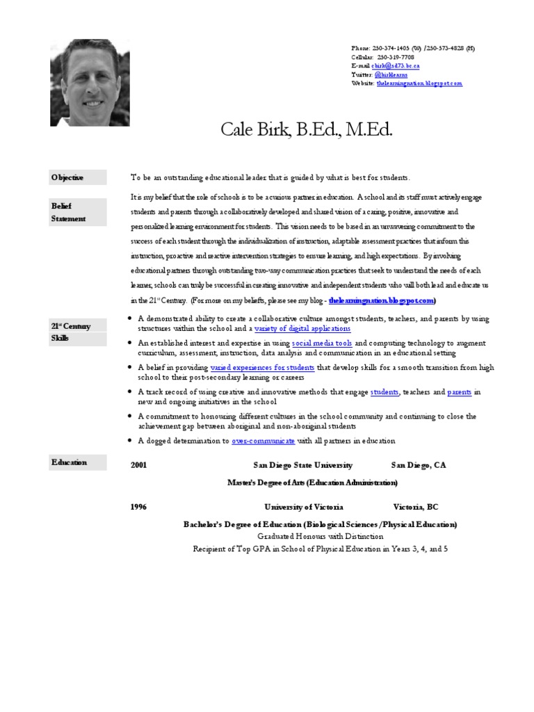 Cale Birk, B.Ed., M.Ed.: Cbirk@sd73.bc - Ca @birklearns | PDF ...