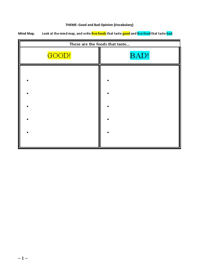 Good and Bad Adjectives Vocabulary | PDF | Languages | Language Arts ...
