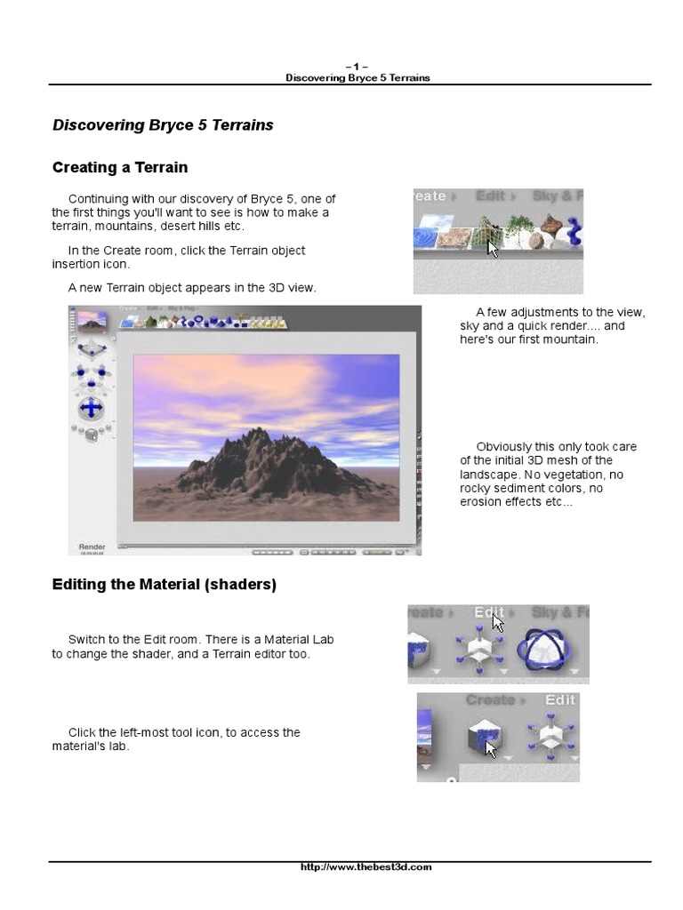 Discovering Bryce 5 Terrains | PDF | 3 D Computer Graphics | Shader