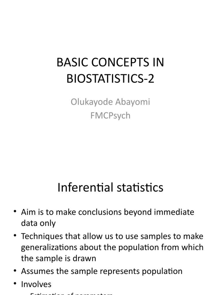 Basic Concepts in Biostatistics 1-1 | PDF | Sensitivity And Specificity | Statistical Inference