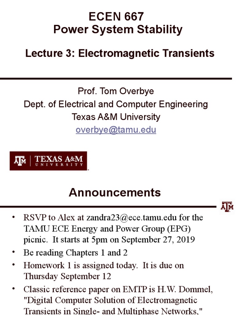 Lecture 3 Electromagnetic Transients | PDF | Electrical Network ...