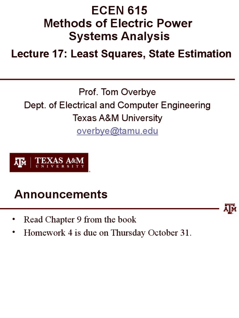 Lecture 17 Least Squares, State Estimation | PDF | Least Squares | Eigenvalues And Eigenvectors