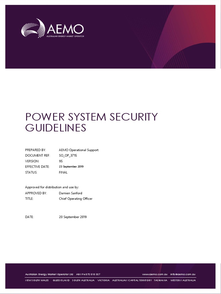 AEMO Power System Security Guidelines | PDF | Electric Power ...