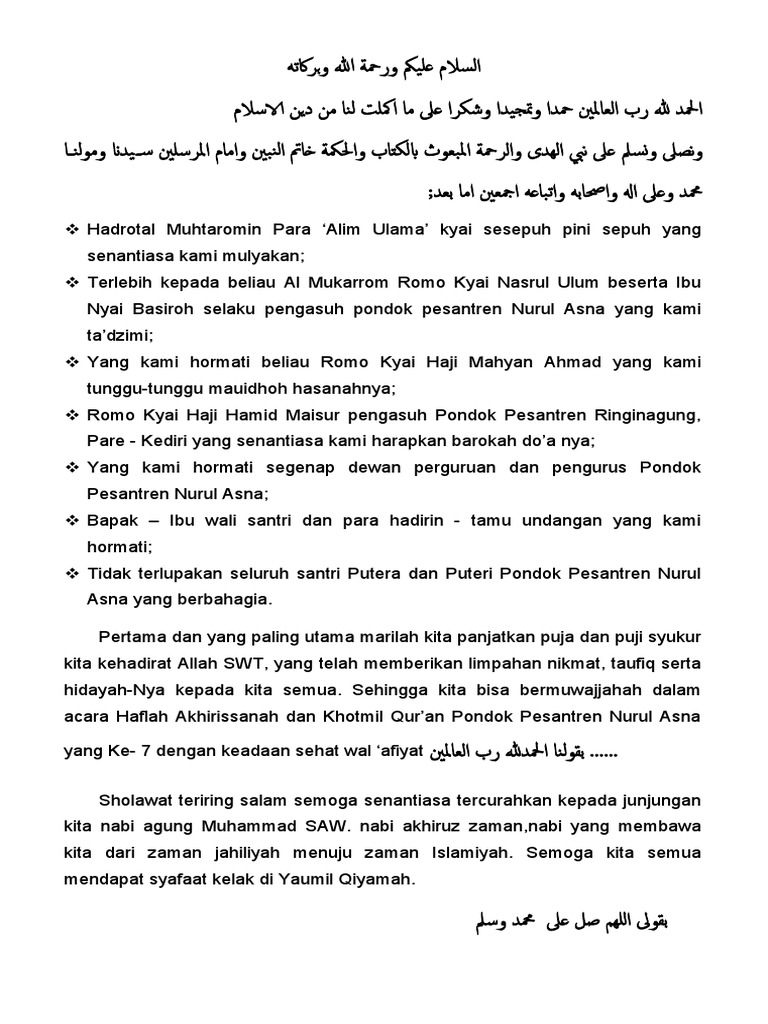 MC Haflah Indonesia 2k19 | PDF